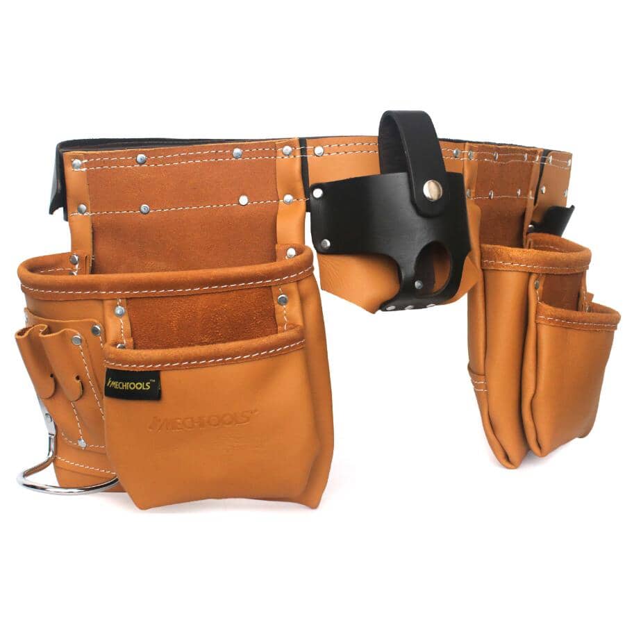 MECHTOOLS Professional Top Grain Leather Carpenters Waist Apron | Home ...
