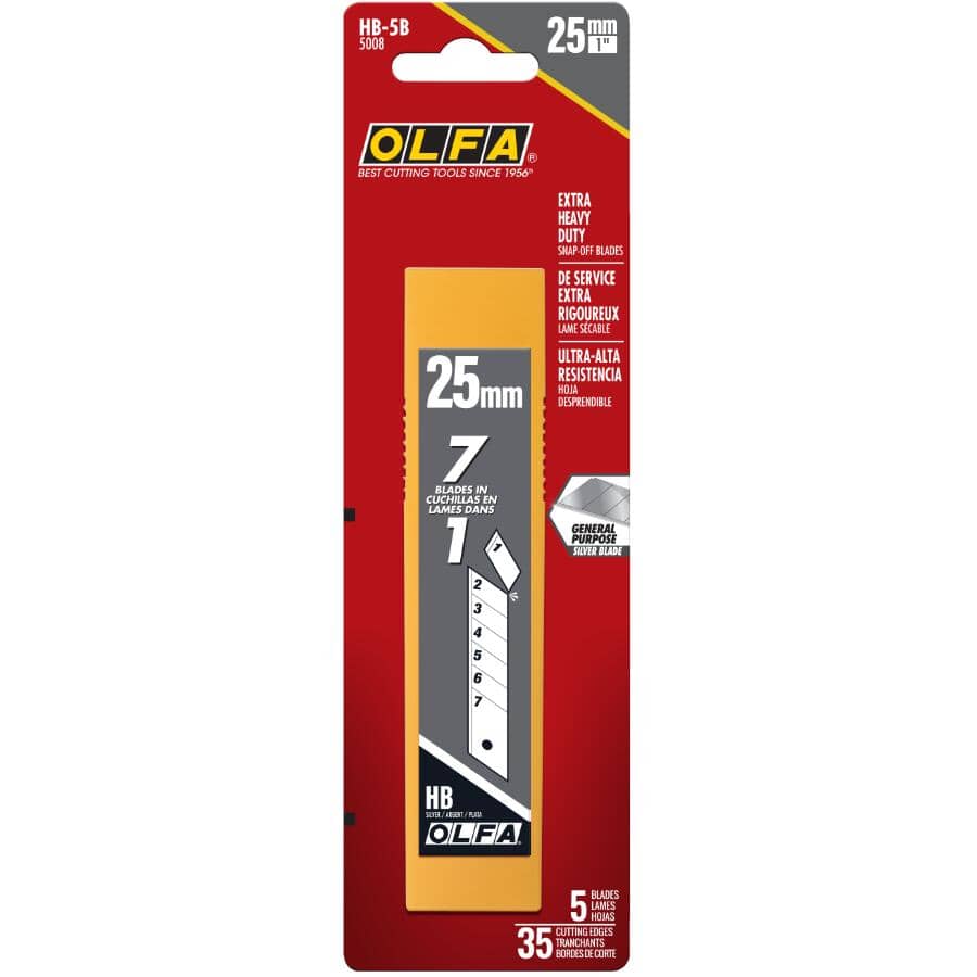 OLFA 5 Pack 25mm XL Heavy Duty SnapOff Utility Blades | Home Hardware