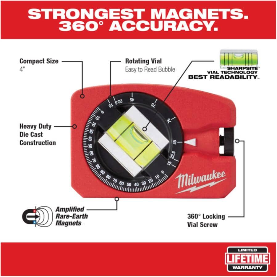 MILWAUKEE 4" 1 Vial 360 Degree Pocket Size Box Level | Home Hardware