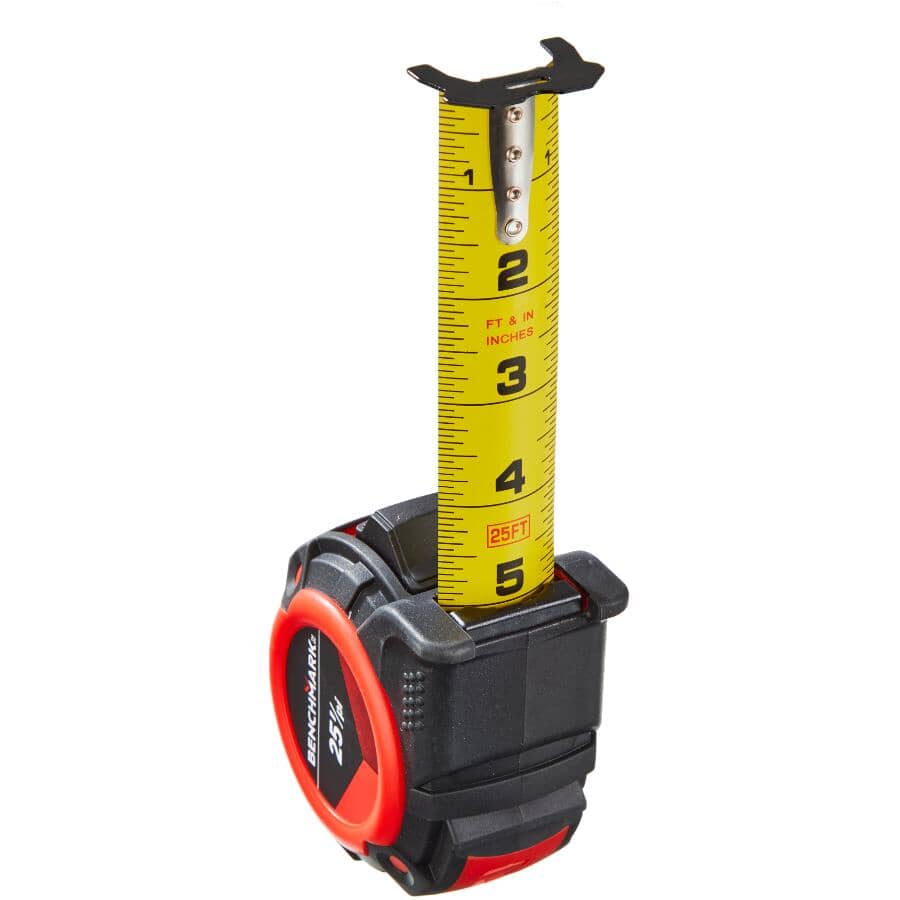 BENCHMARK 1-1/4" x 25' Double Sided Wide Blade Tape Measure | Home Hardware