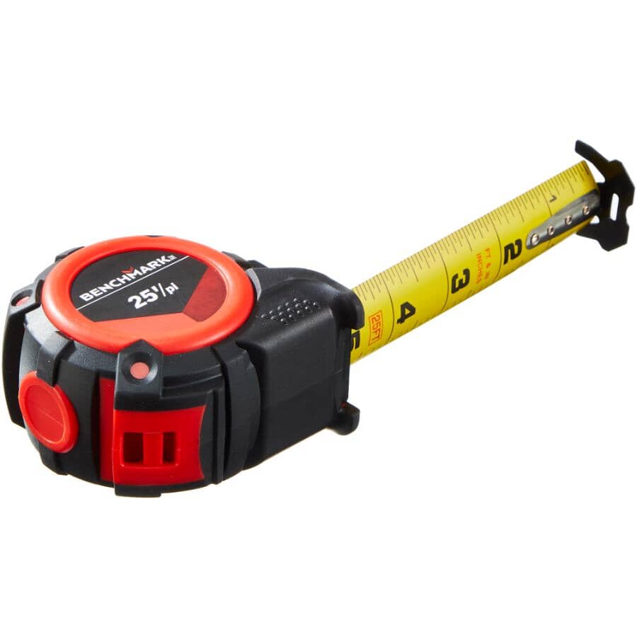 BENCHMARK 1-1/4" x 25' Double Sided Wide Blade Tape Measure | Home Hardware
