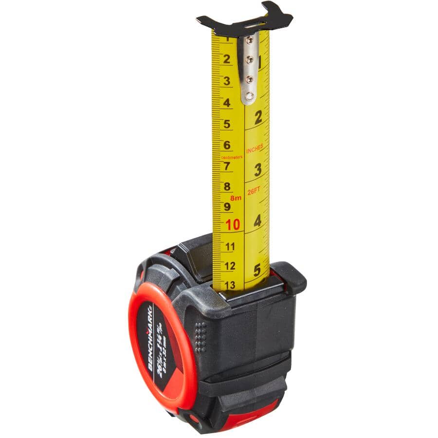 BENCHMARK 1-1/4" x 26'/8 m Double Sided Wide Blade Tape Measure | Home ...