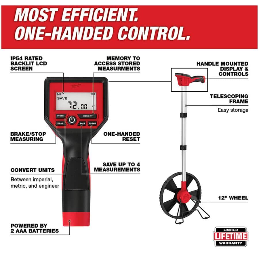 MILWAUKEE 12" Imperial, Metric, & Engineer Digital Walking Measuring ...