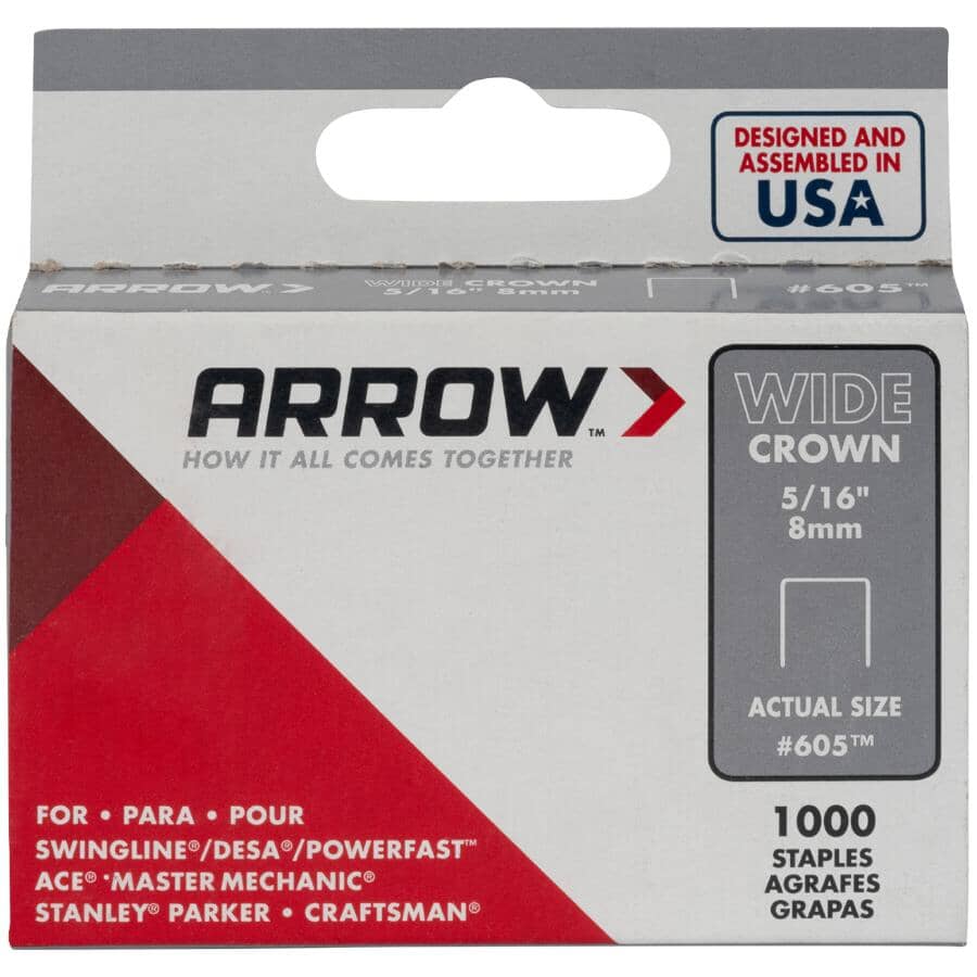 ARROW Paquet de 1 000 agrafes de 5/16 po à couronne large pour ...