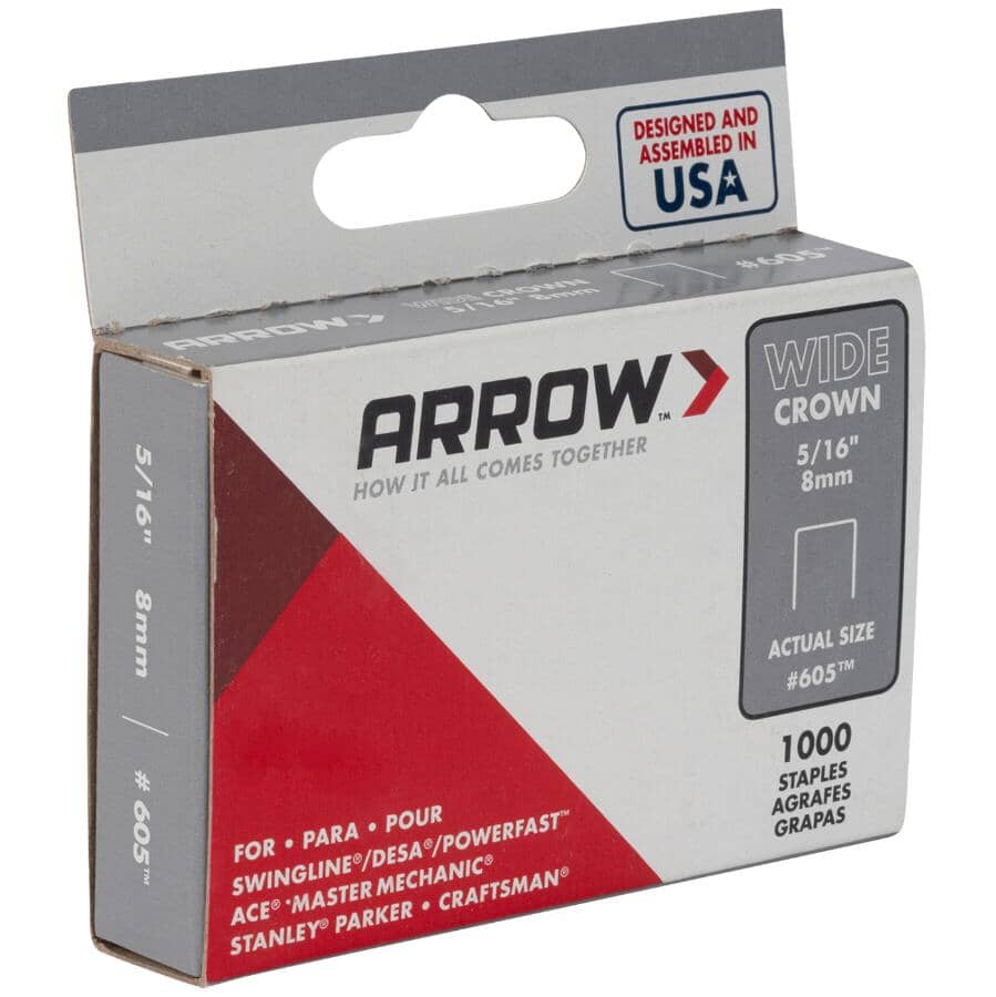 ARROW Paquet de 1 000 agrafes de 5/16 po à couronne large pour ...