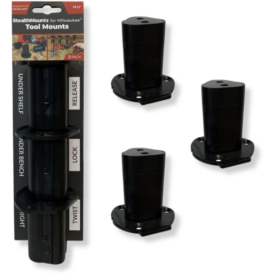STEALTHMOUNTS Tool Mounts for Milwaukee M12 - Black, 3 Pack | Home Hardware