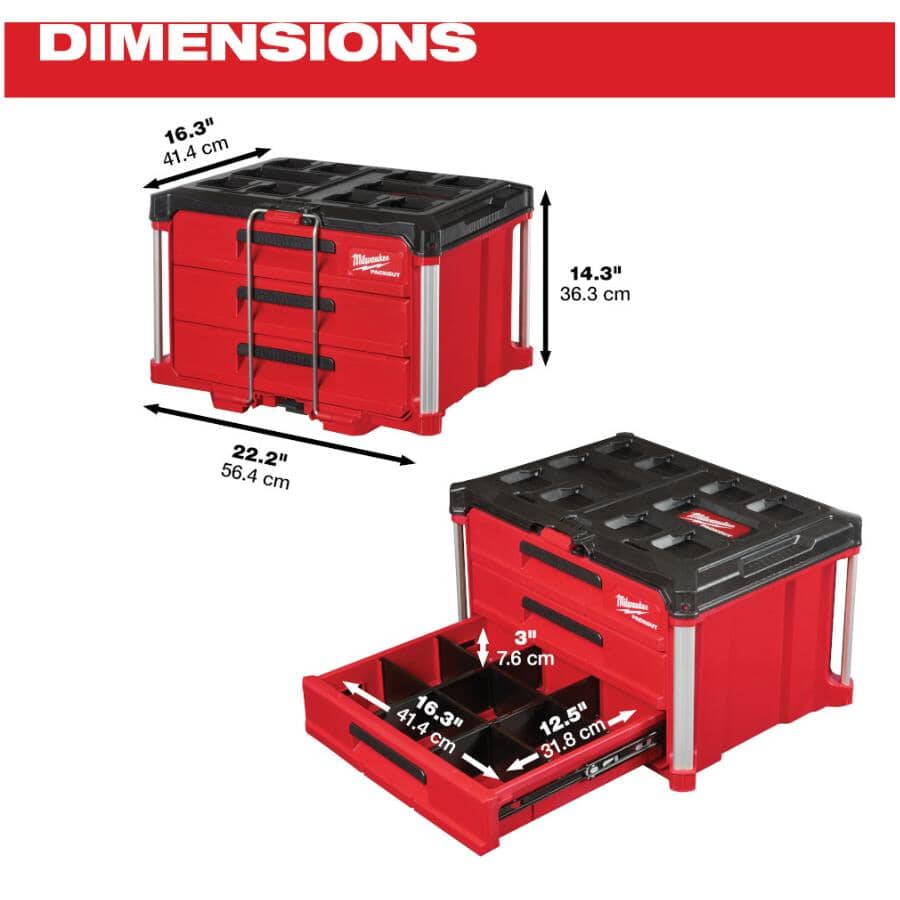MILWAUKEE Packout 3 Drawer Tool Box | Home Hardware
