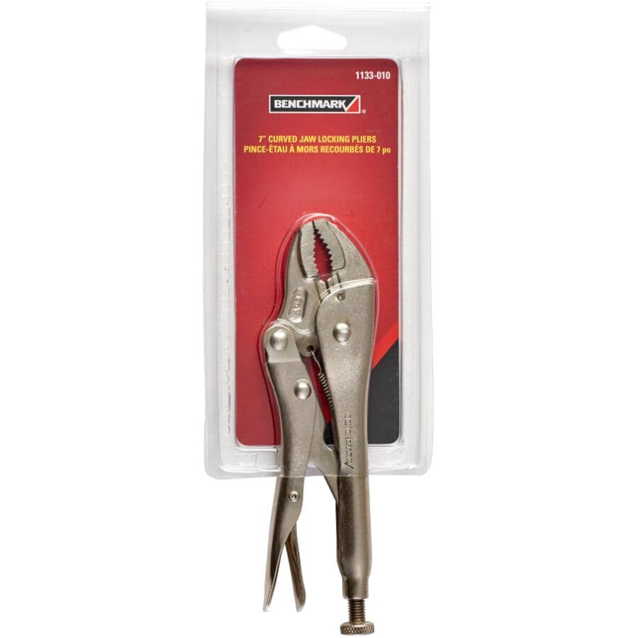 BENCHMARK 7" Locking Curved Jaw Pliers, with Wire Cutter | Home Hardware