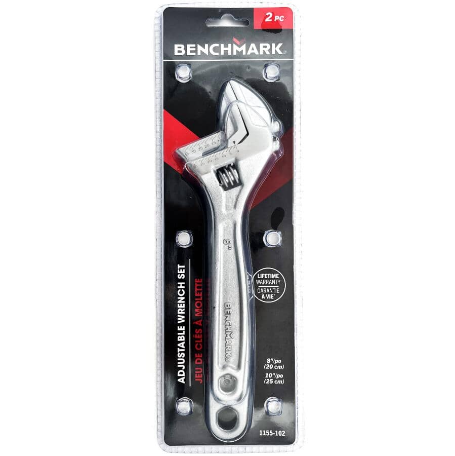 BENCHMARK 2 Piece 8" and 10" Chrome Vanadium Adjustable Wrench Set ...