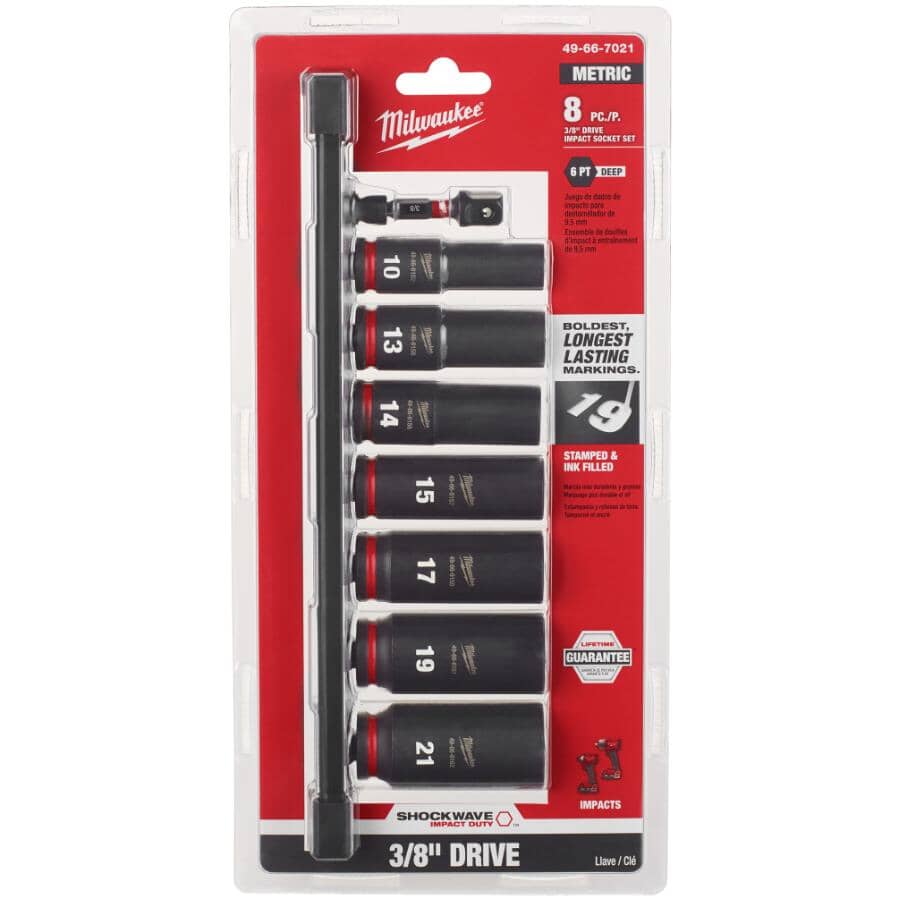 MILWAUKEE Shockwave Impact Duty 3/8" Drive Metric Deep Socket Set ...