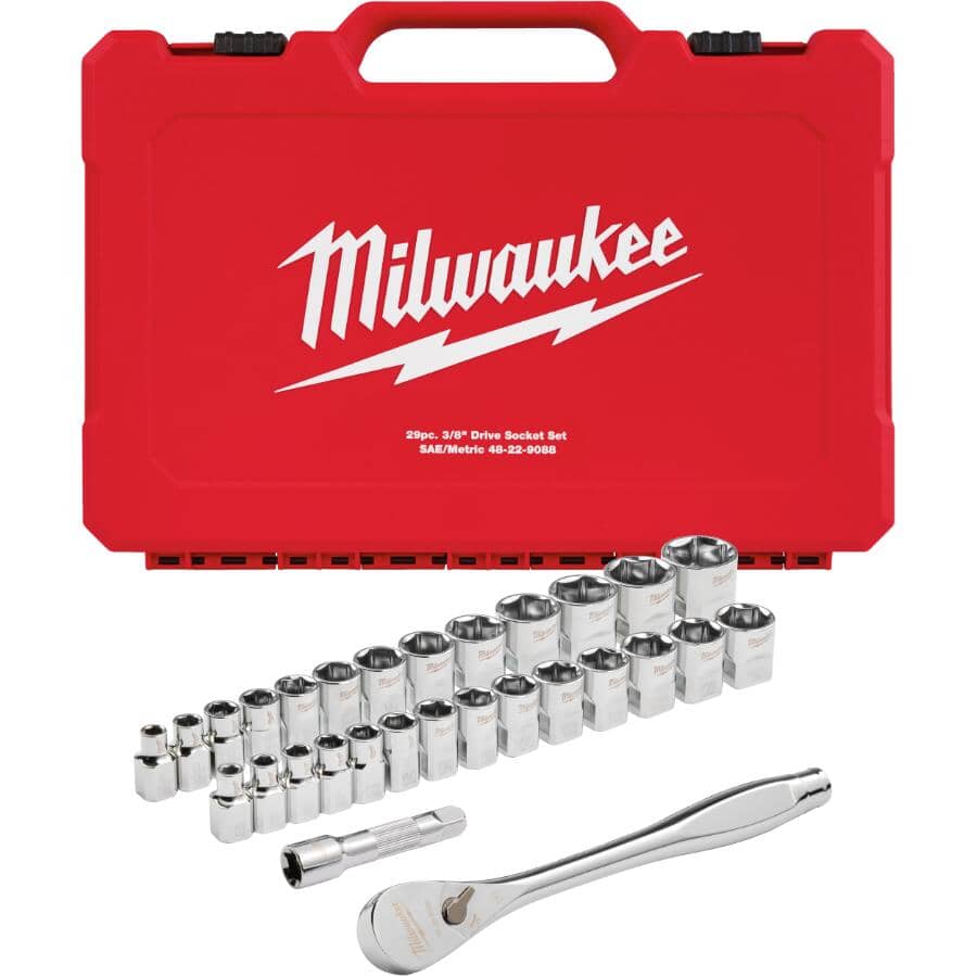MILWAUKEE 3/8" Drive Metric / SAE Ratchet & Socket Set | Home Hardware
