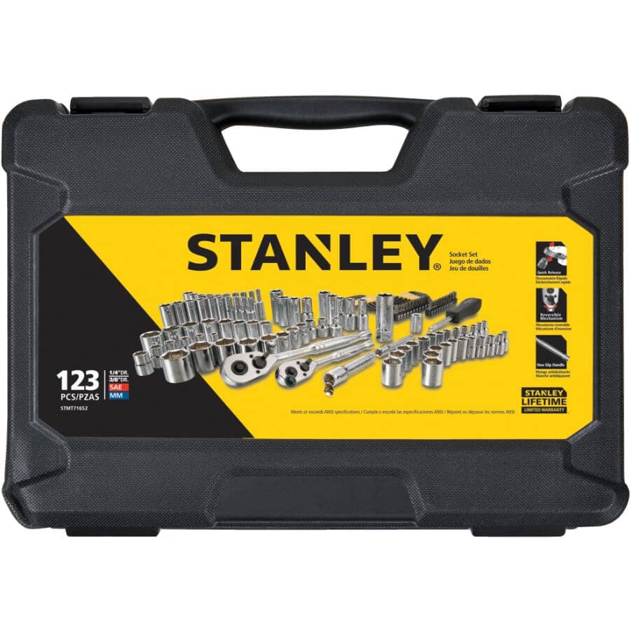 STANLEY 123 Piece Metric/SAE Socket Set, for 1/4" and 3/8" Drive | Home ...