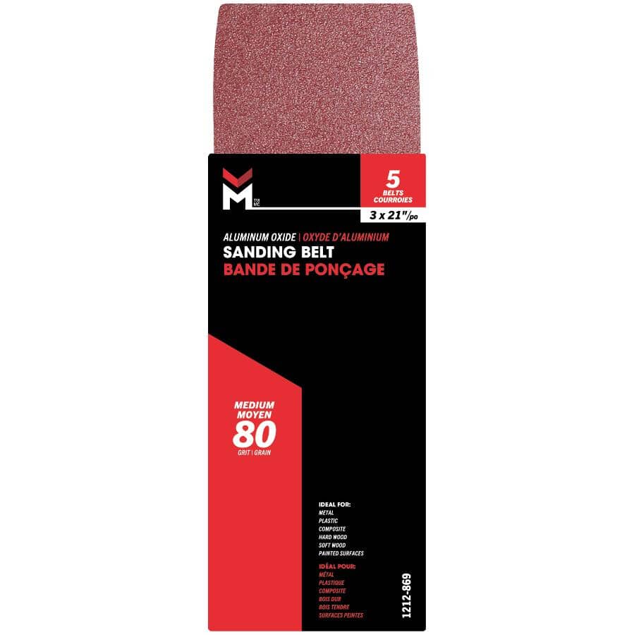 BENCHMARK 5 Pack 3" x 21" 80 Grit Aluminum Oxide Belts | Home Hardware