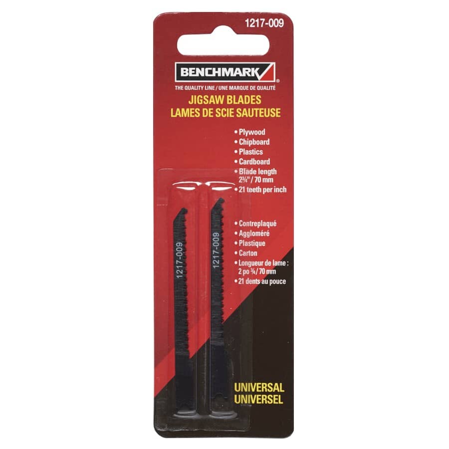 Benchmark 2 Pack 2-3/4" 21 Tooth U-Shank Jigsaw Blades, for Wood ...