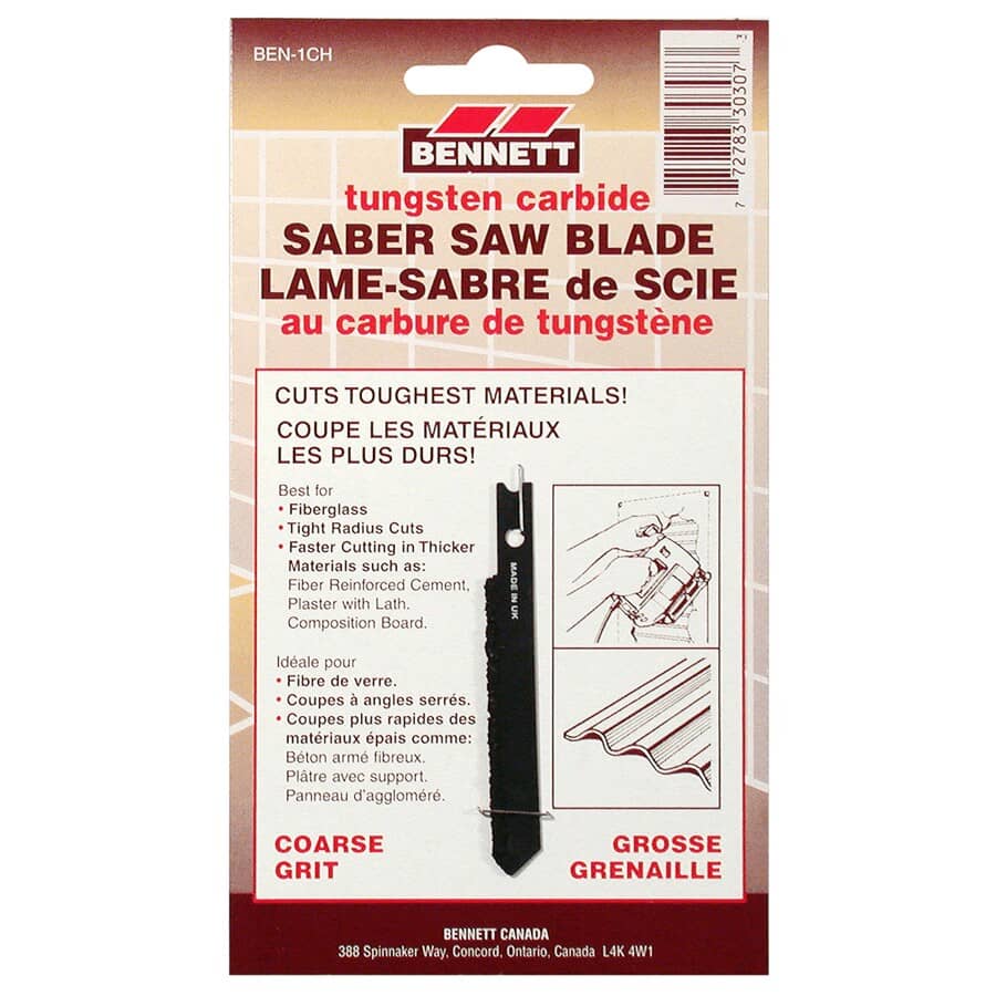 Bennett Coarse Grit Carbide U-Shank Jigsaw Blade, for Fiberglass ...
