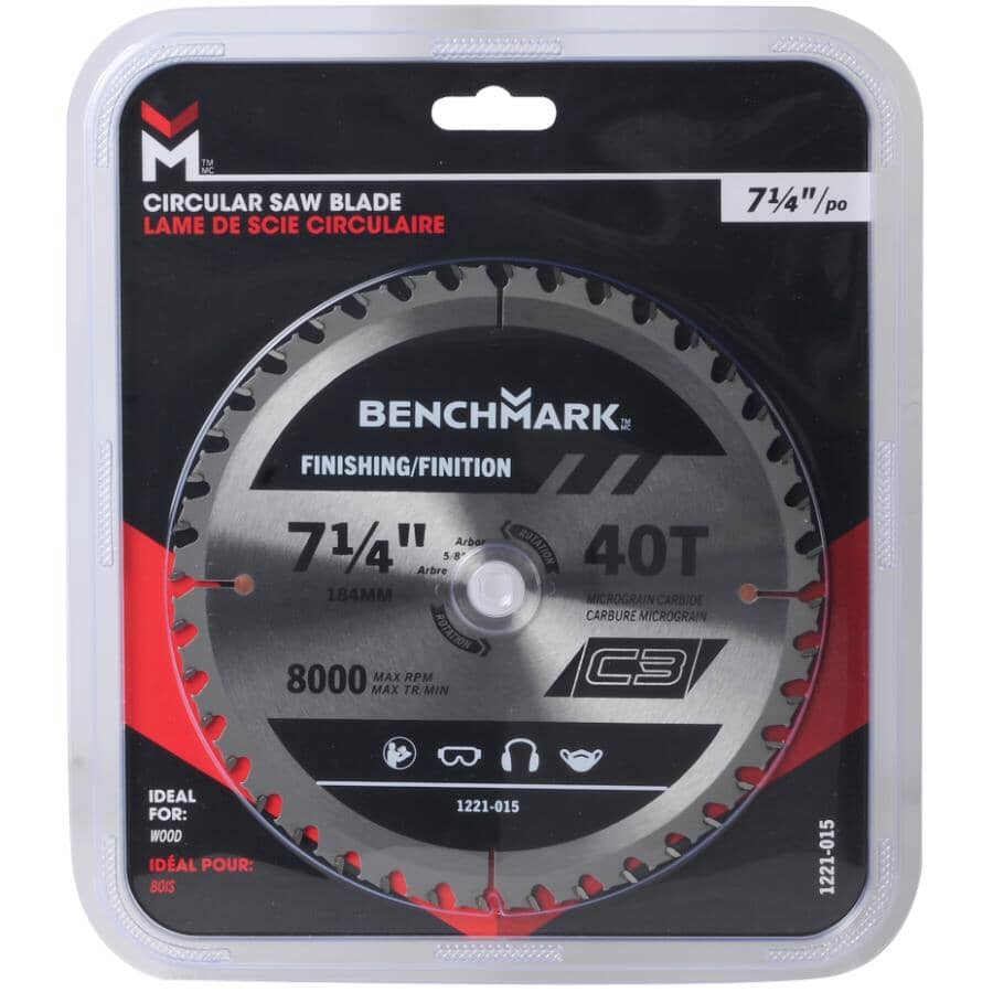BENCHMARK 7-1/4" 40 Tooth Carbide Circular Saw Blade | Home Hardware