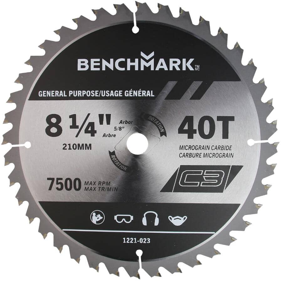 BENCHMARK 8-1/4" 40 Tooth Carbide Circular Saw Blade | Home Hardware