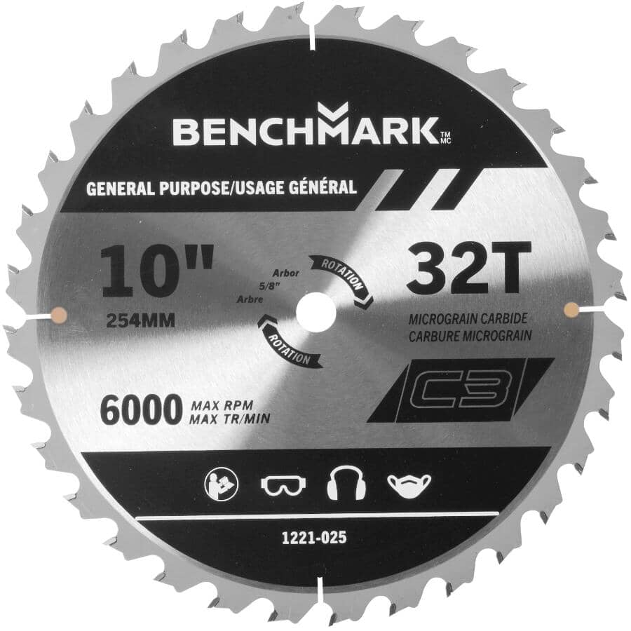 BENCHMARK 10" 32 Tooth Carbide Circular Saw Blade | Home Hardware