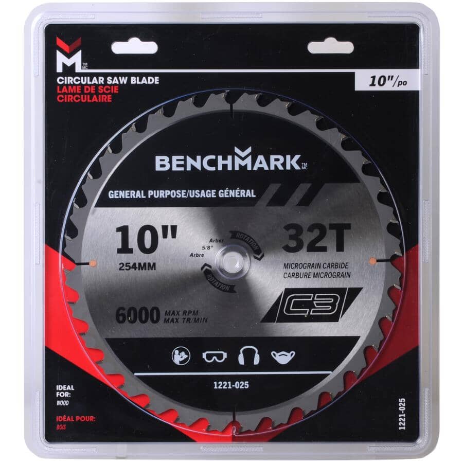 BENCHMARK 10" 32 Tooth Carbide Circular Saw Blade | Home Hardware