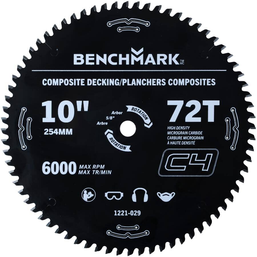 BENCHMARK 10" 72 Tooth Premium Composite Carbide Circular Saw Blade ...