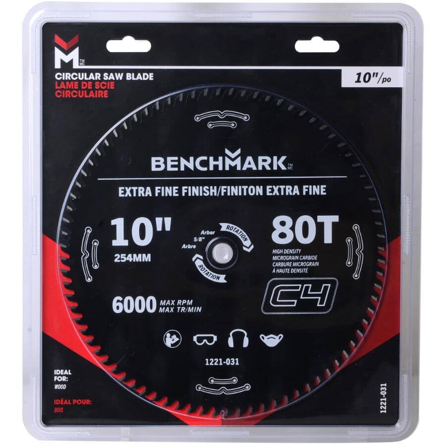 BENCHMARK 10" 80 Tooth Premium Carbide Circular Saw Blade | Home Hardware