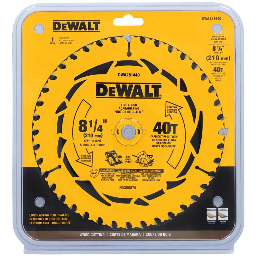 DEWALT 8-1/4" 40 Tooth Carbide Circular Saw Blade | Home Hardware