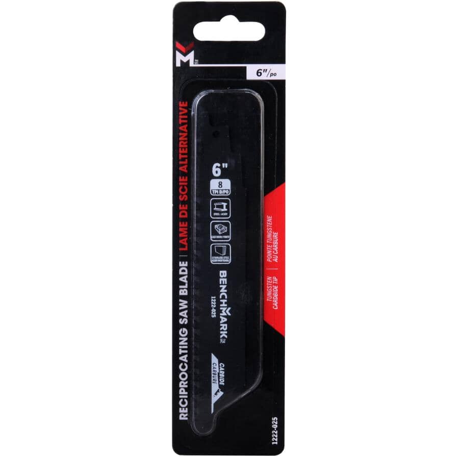 BENCHMARK 6" 8 Tooth Carbide Metal Reciprocating Saw Blade | Home Hardware