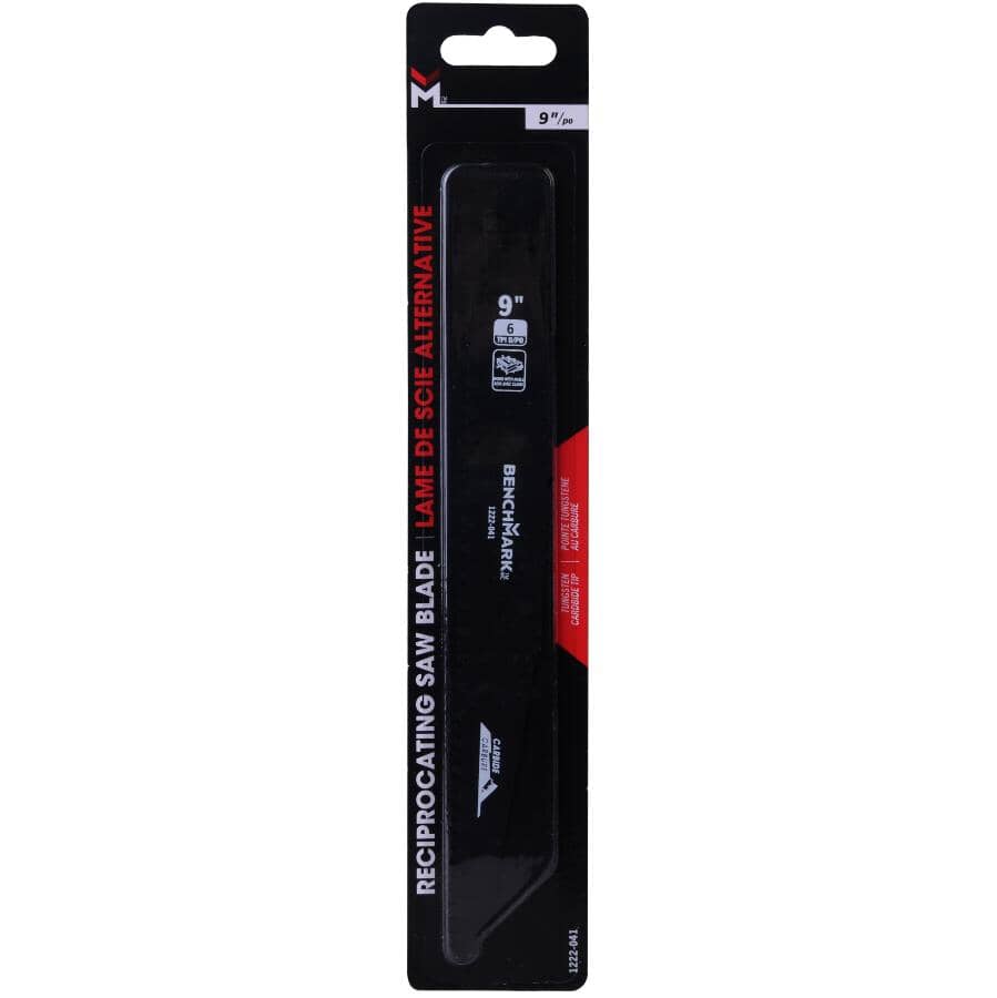 BENCHMARK 9" 6 Tooth Carbide Wood / Demolition Reciprocating Saw Blade ...