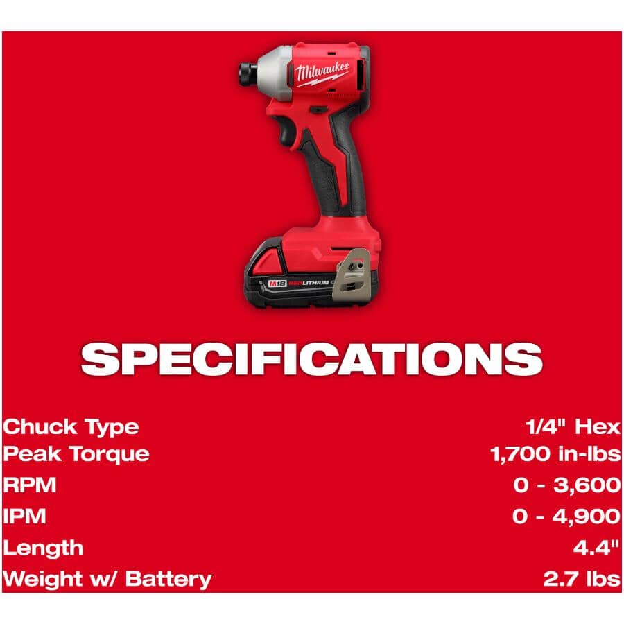 MILWAUKEE M18 Redlithium Cordless Compact Drill Driver & Impact Driver ...