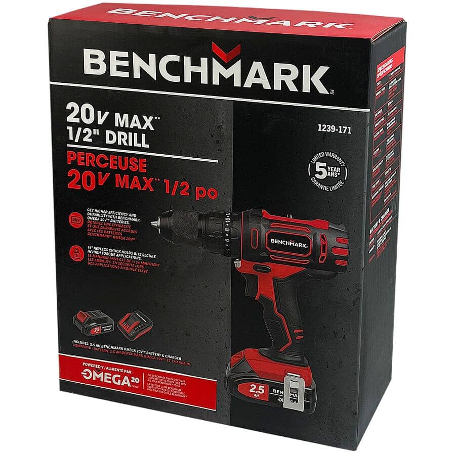 BENCHMARK 20V Max 1/2" Cordless Drill Driver Kit | Home Hardware