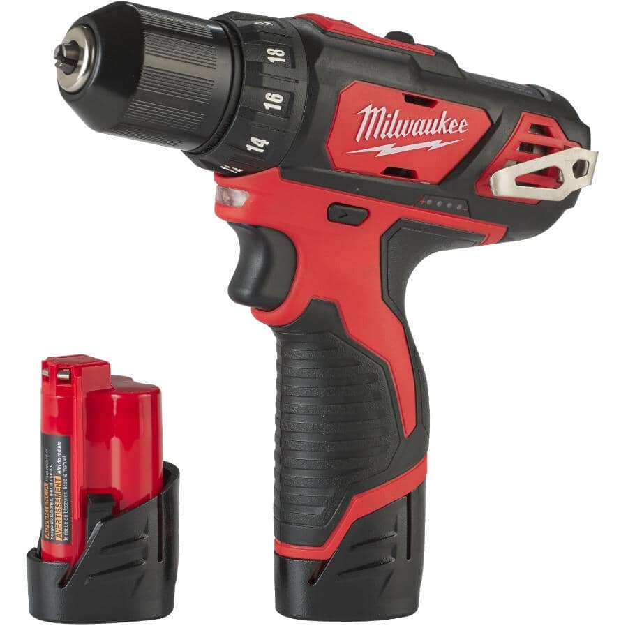 MILWAUKEE M12 Redlithium Cordless 3/8" Drill Driver Kit – 12V + 2 ...