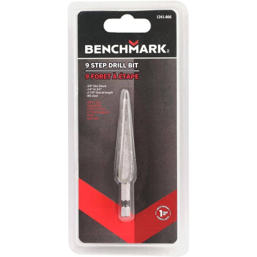 BENCHMARK 3/8" 9 Hole High Speed M2 Steel Step Drill Bit | Home Hardware