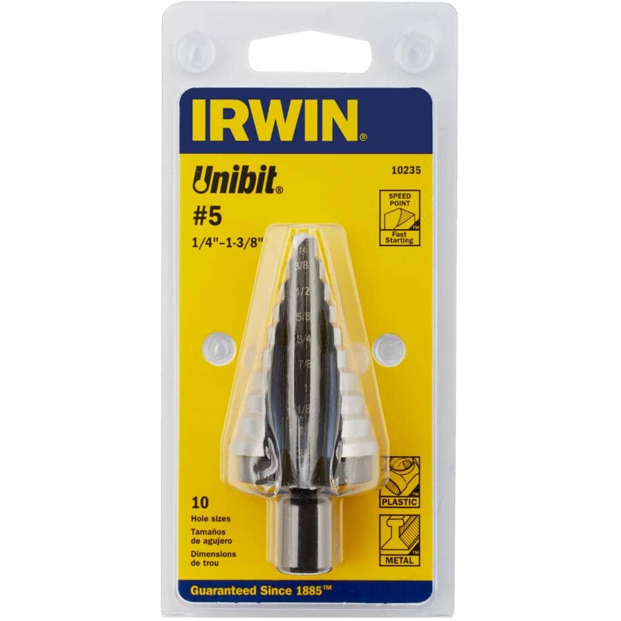 Irwin Unibit 3/8" 10 Hole High Speed Steel Uni-Bit Drill Bit | Home ...