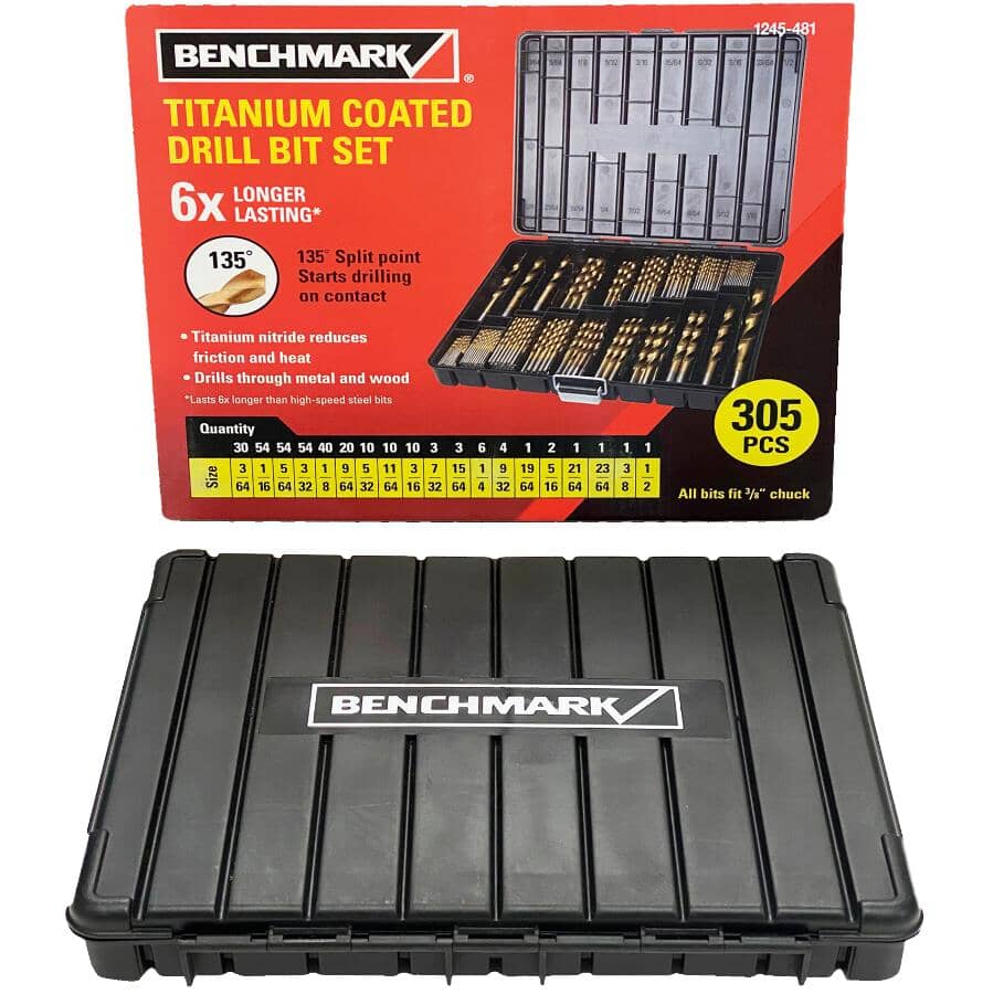 BENCHMARK 305 Piece Titanium Coated Drill Bit Set | Home Hardware