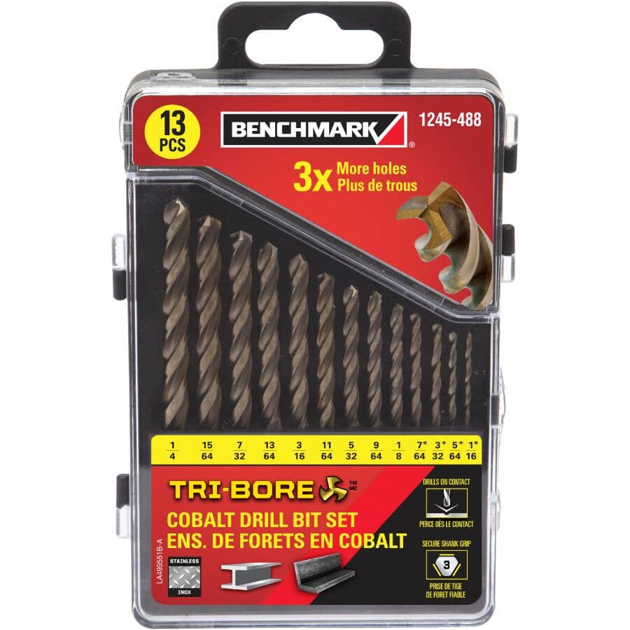 Benchmark 13 Piece Tribore Cobalt Drill Bit Set | Home Hardware