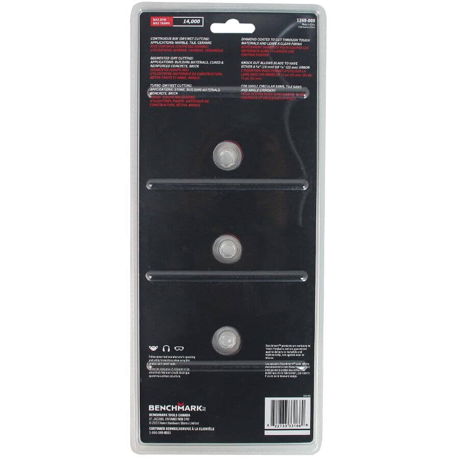 BENCHMARK 3 Piece Diamond Saw Blade Set | Home Hardware