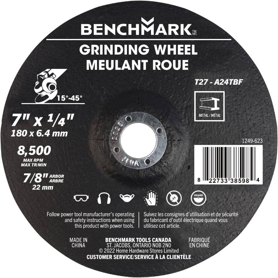 BENCHMARK 7" x 1/4" x 7/8" Depressed Centre Metal Grinding Wheel | Home ...