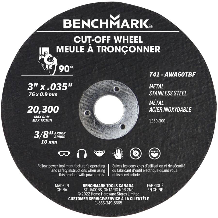 BENCHMARK 3" x 0.035" x 3/8" Metal Cut-Off Wheels | Home Hardware