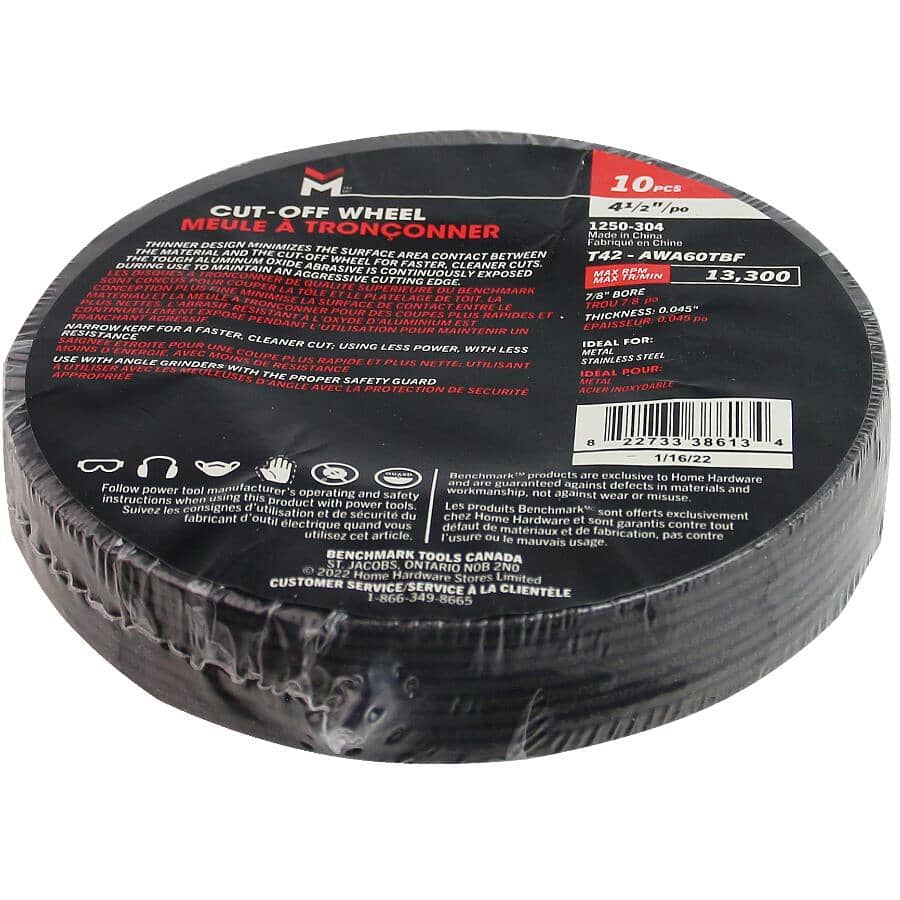 BENCHMARK 4-1/2" x 0.045" x 7/8" Depressed Centre Metal Cut-Off Wheels ...