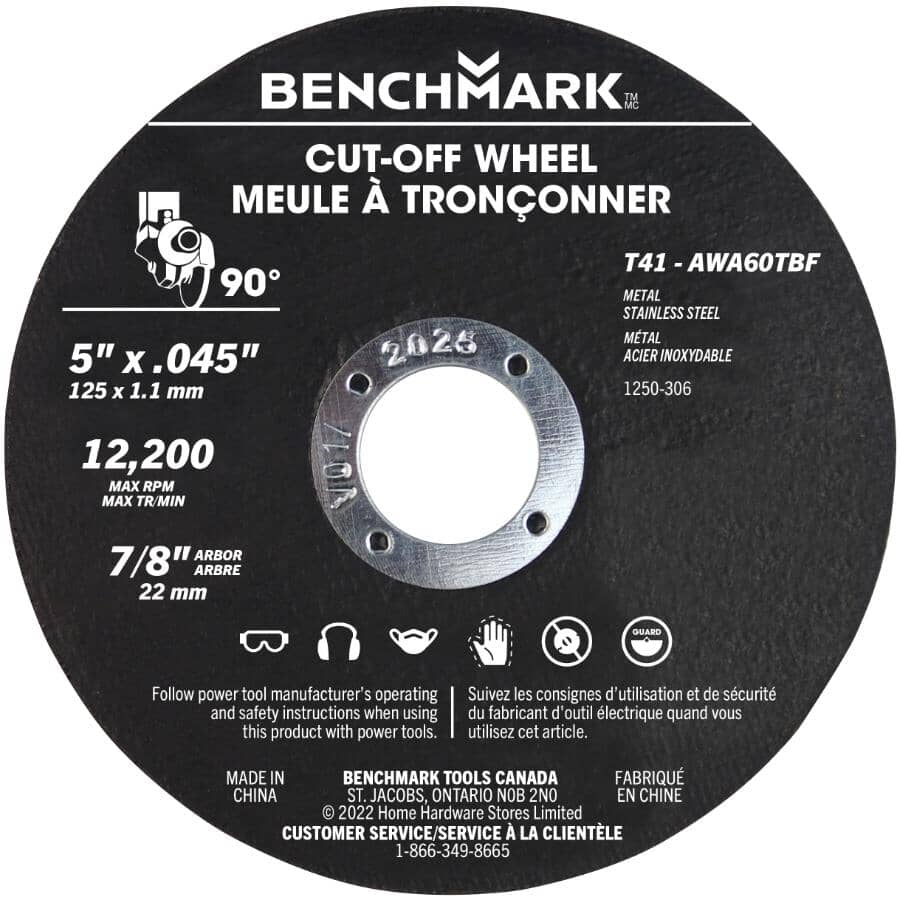 BENCHMARK 5" x 0.045" x 7/8" Metal Cut-Off Wheels | Home Hardware
