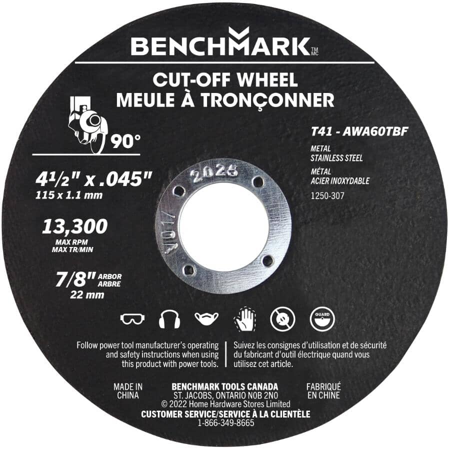 BENCHMARK 4-1/2" x 0.045" x 7/8" Metal Cut-Off Wheels | Home Hardware