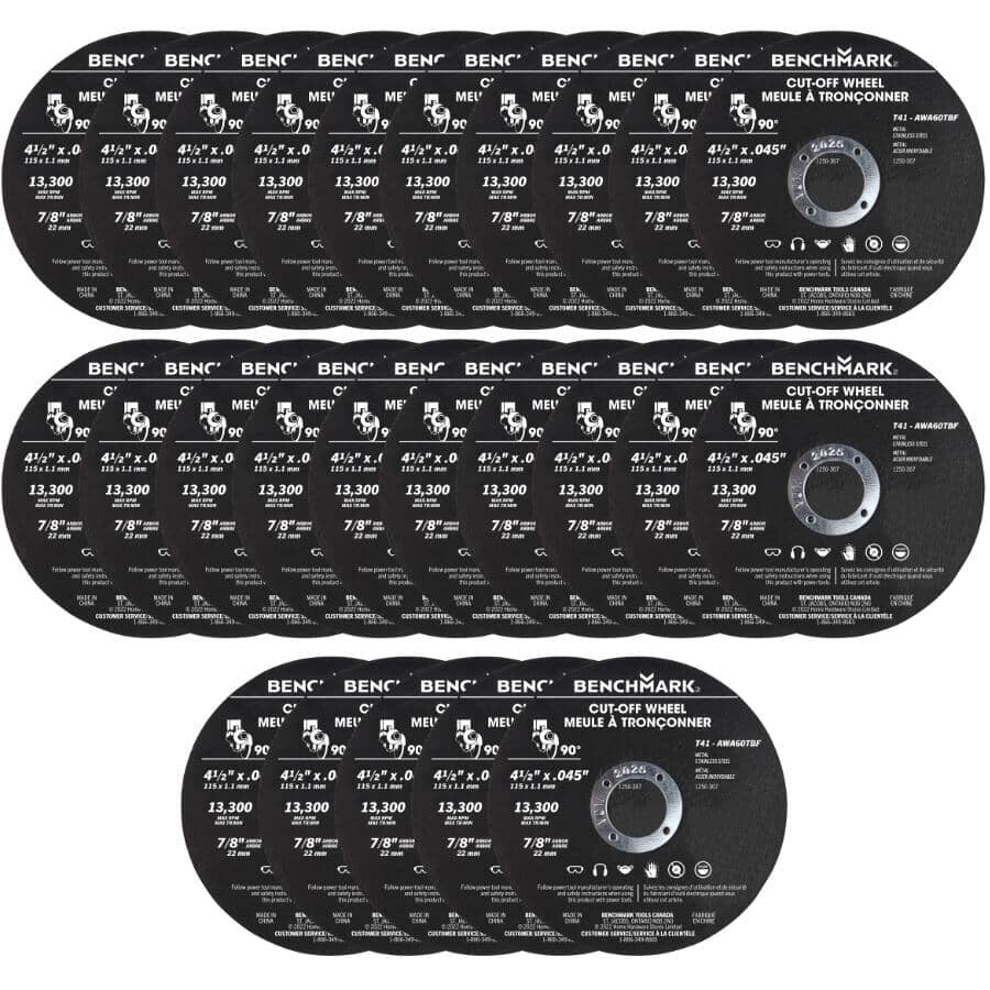 BENCHMARK 4-1/2" x 0.045" x 7/8" Metal Cut-Off Wheels | Home Hardware