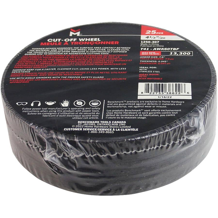 BENCHMARK 4-1/2" x 0.045" x 7/8" Metal Cut-Off Wheels | Home Hardware