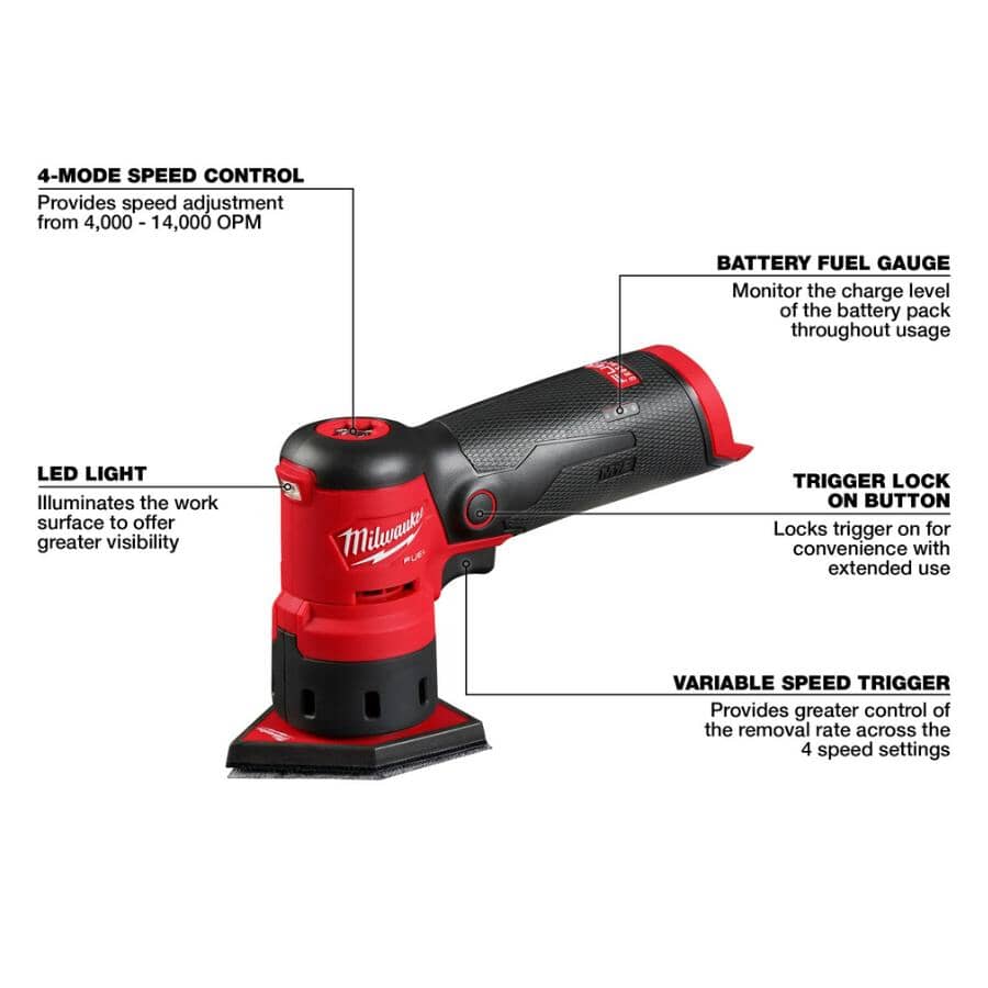 MILWAUKEE M12 FUEL Orbital Detail Sander | Home Hardware