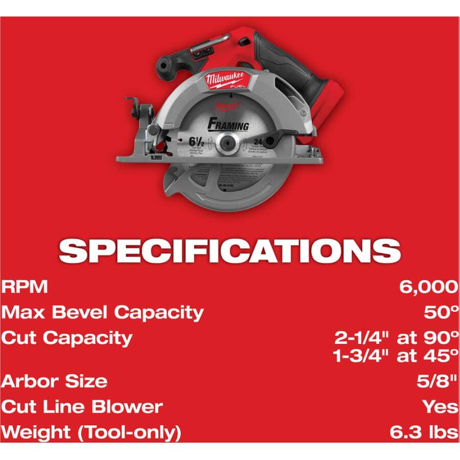 MILWAUKEE M18 Fuel 18V 6-1/2" Cordless Circular Saw | Home Hardware