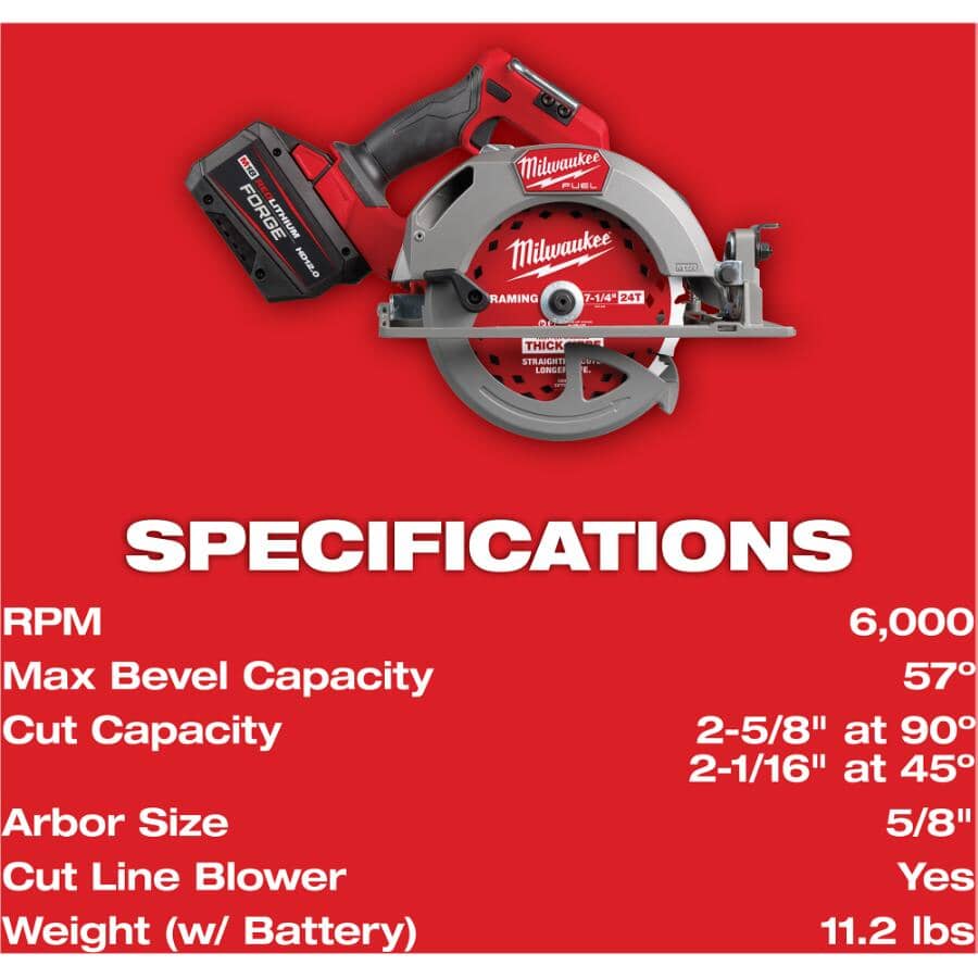 MILWAUKEE M18 Fuel 18V 7-1/4" Circular Saw with Battery & Charger ...