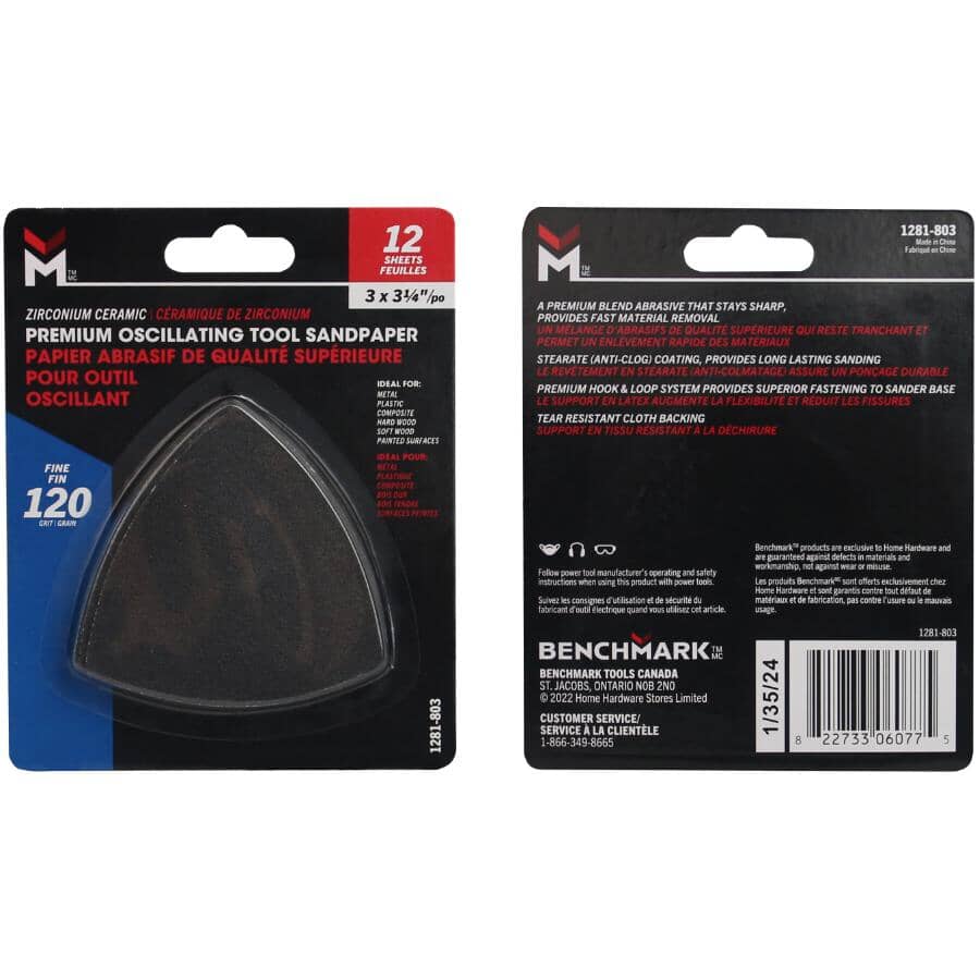 BENCHMARK 120 Grit 3-1/4" Triangle Sandpaper | Home Hardware