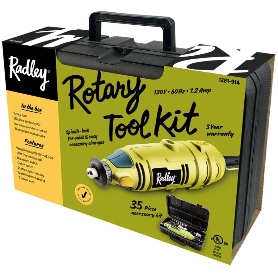 RADLEY Variable Speed Rotary Tool Kit, with 35 Accessories | Home Hardware