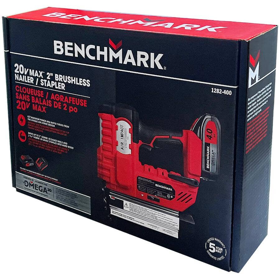 BENCHMARK 20V Cordless Brad Nail & Staple Gun | Home Hardware