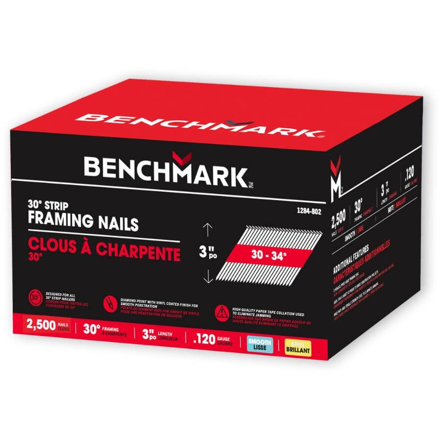 BENCHMARK 3" 0.120 Gauge Smooth Brite Paper Framing Nails | Home Hardware